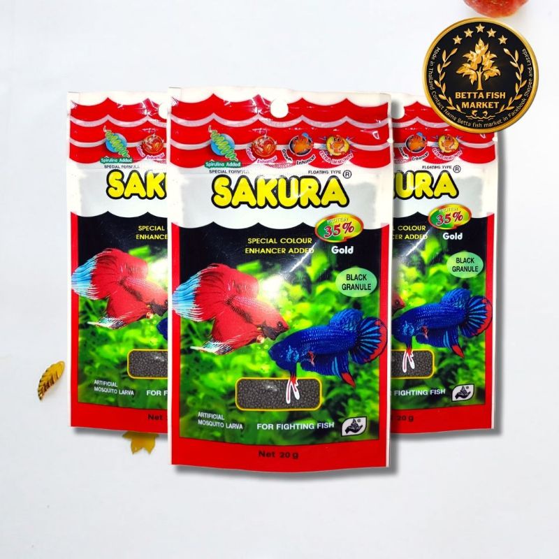 อาหารปลากัด ลูกน้ำอบแห้ง 20g SAKURA BETTA GOLD - bettafishmarket - ThaiPick