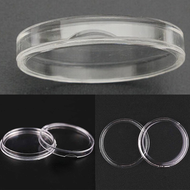 GoldenSilver10pcs 35mm Applied Clear Round Cases Coin Storage Capsules ...