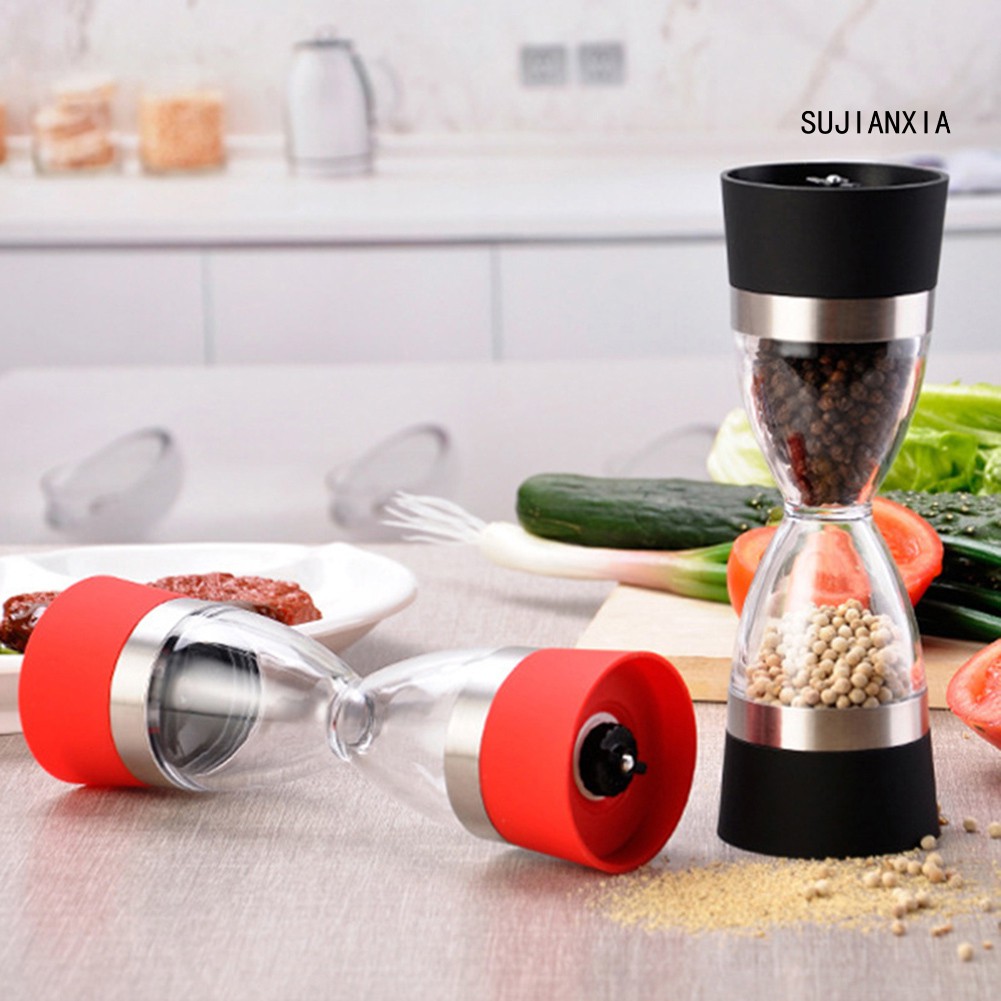 SUY_2 in 1 Dual Salt Pepper Mill Sesame Spice Grinder Shaker Kitchen ...