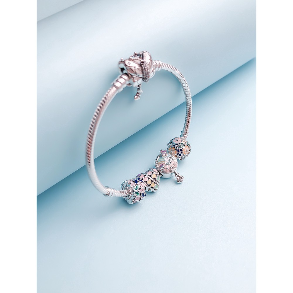 PANDORA CHARMS PANDORA กําไลข้อมือแพนดอร่าประดับดอกไม้หลากสีแฟชั่น ...