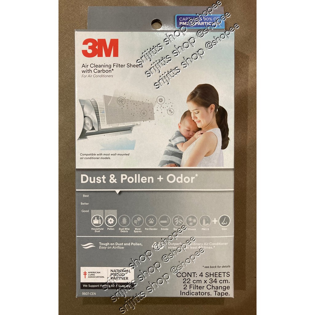 3M Dust Pollen Odor AC Filter 3เอ็ม แผ่นดักจับสิ่งแปลกปลอมในอากาศ รุ่นดักจับกลิ่นและควัน ...