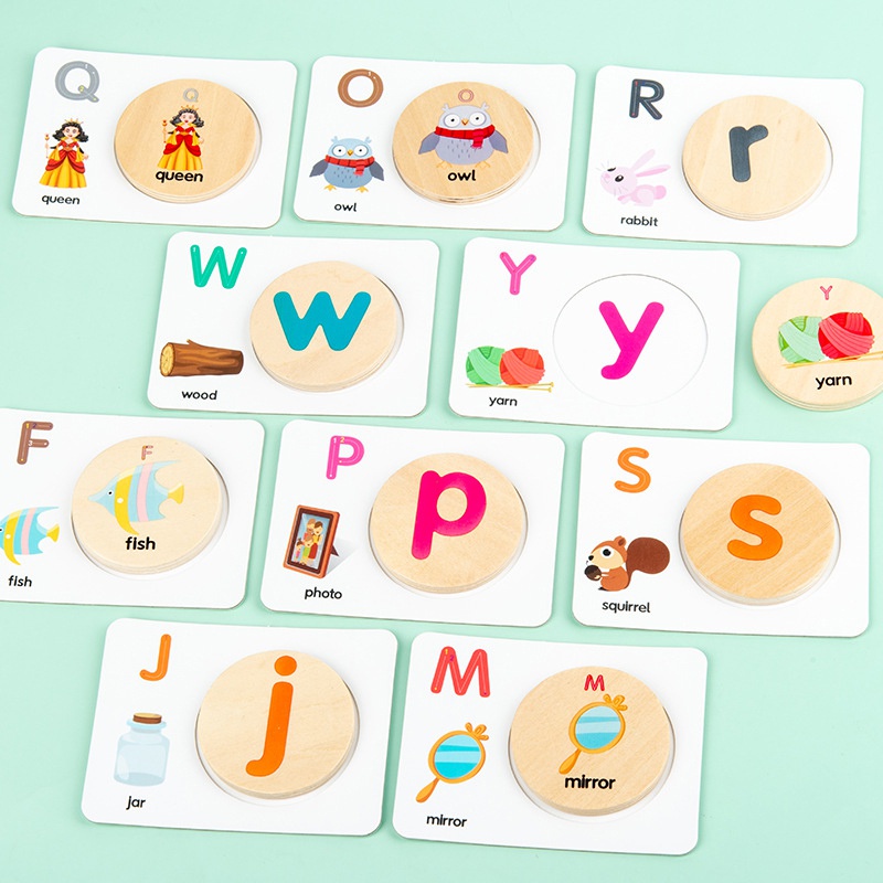 Wooden Alphabet Puzzle Letters Sorting Board Blocks Matching Game ...