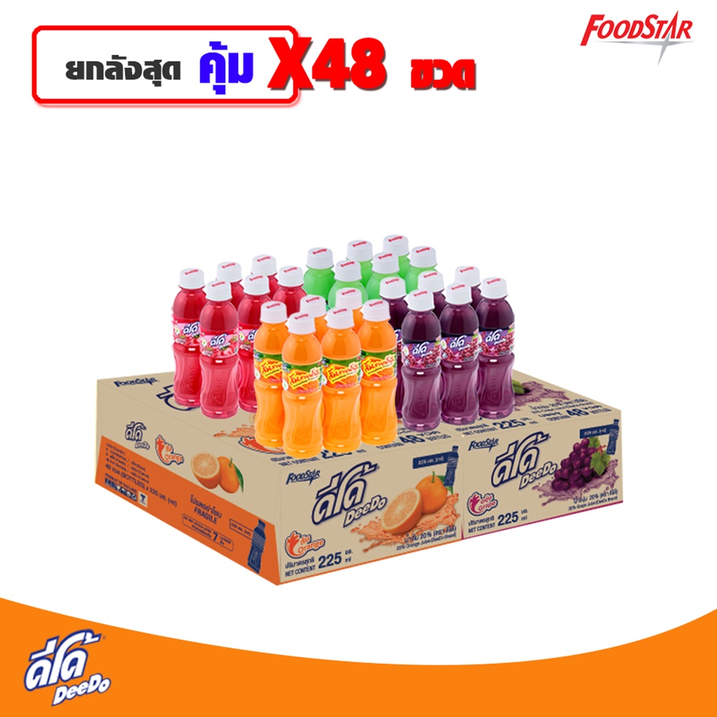 ดีโด้ น้ำผลไม้ 225 ml. (แบบยกลัง 48 ขวด) - deedo_officialshop - ThaiPick