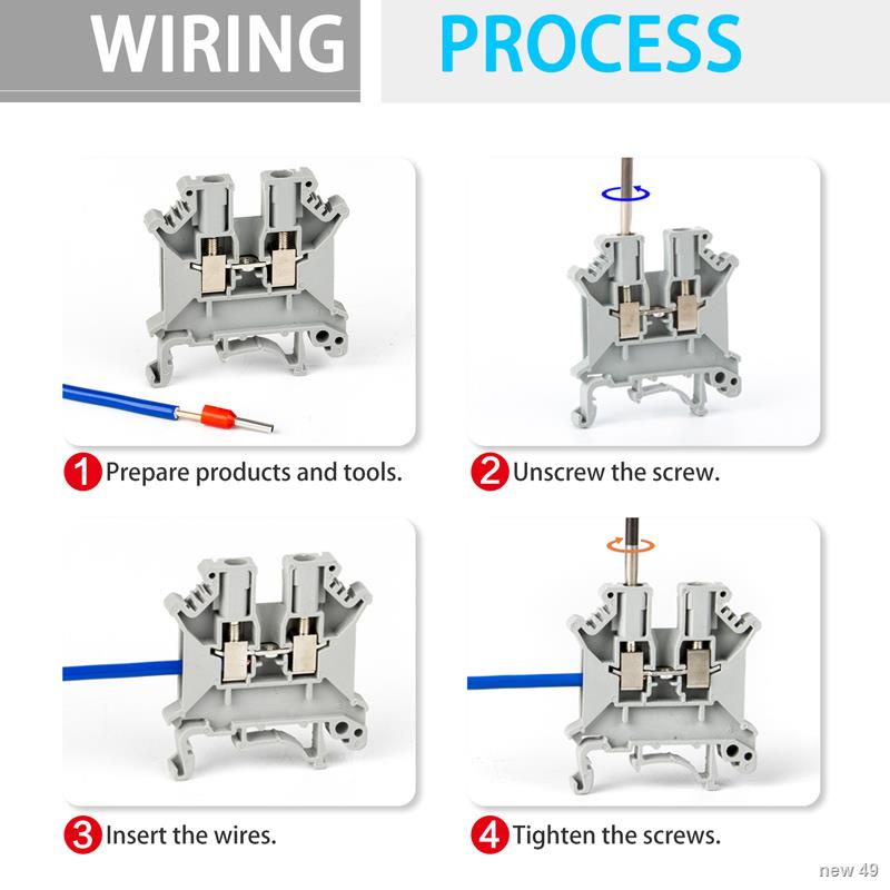 เครื่องมือ 10Pcs Din Rail Terminal Block UK-3N Connductor Universal Class Screw Wire Connector ...