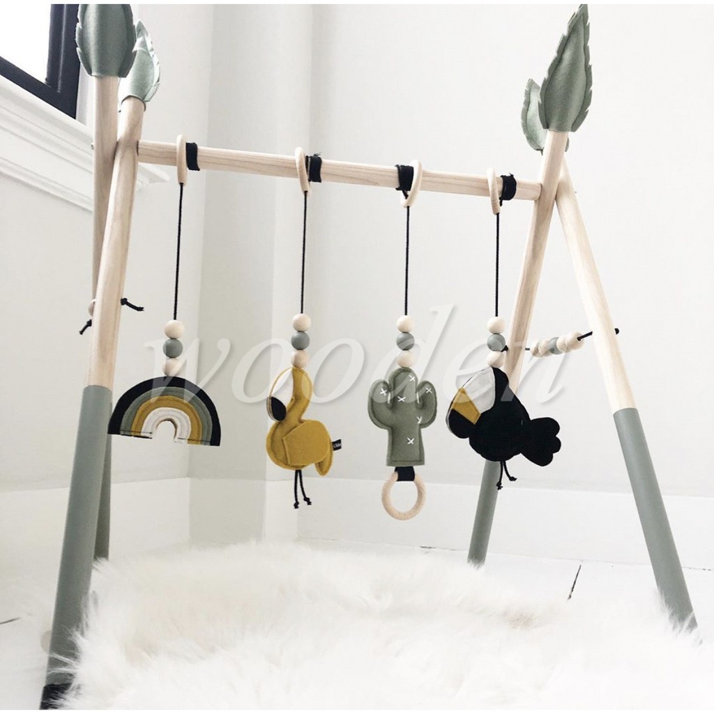 Baby Play Gym Wooden Hanging Rattle Toys for Children Nordic Room ...