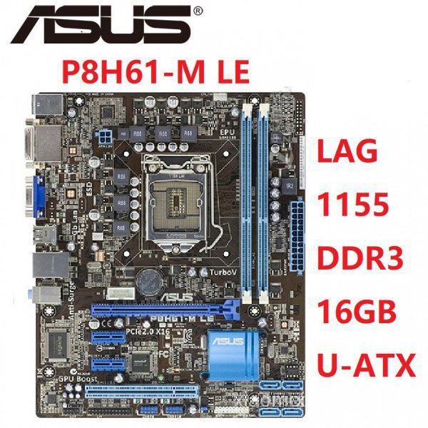 〖In stock〗อัสซุส P8H61-M LE DDR3 LGA 1155 สำหรับ I3 I5 I7 32 nm CPU 16 ...