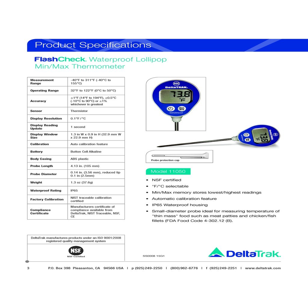 Delta Trak รุ่น 11050 Trak Digital Thermometer ดิจิตอลเทอร์โมมิเตอร์ ...