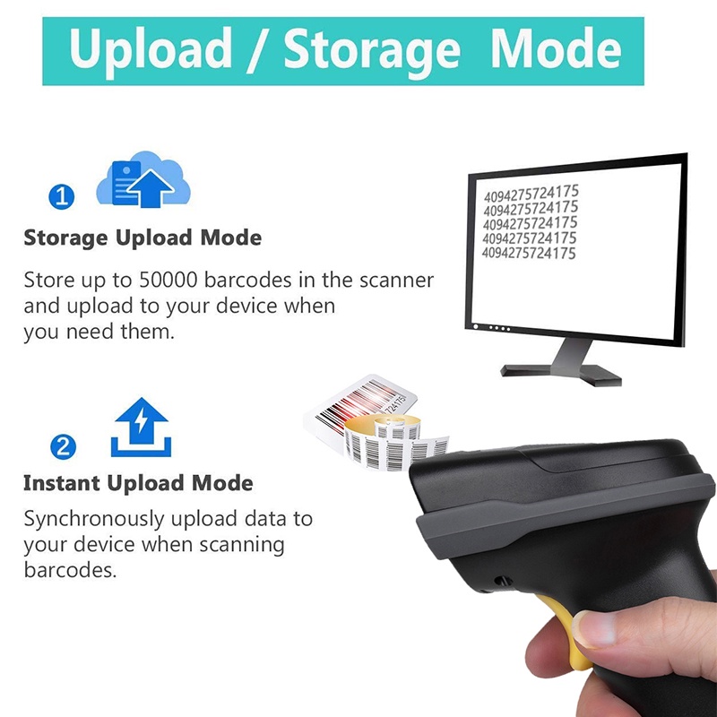 Wireless Barcode Scanner 2.4G Bluetooth Bar Code Reader With Stand Base ...