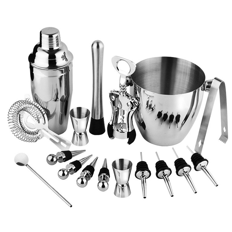 Bartender Kit, 17 Pieces Cocktail Bar Set Stainless Steel Shaker Set ...