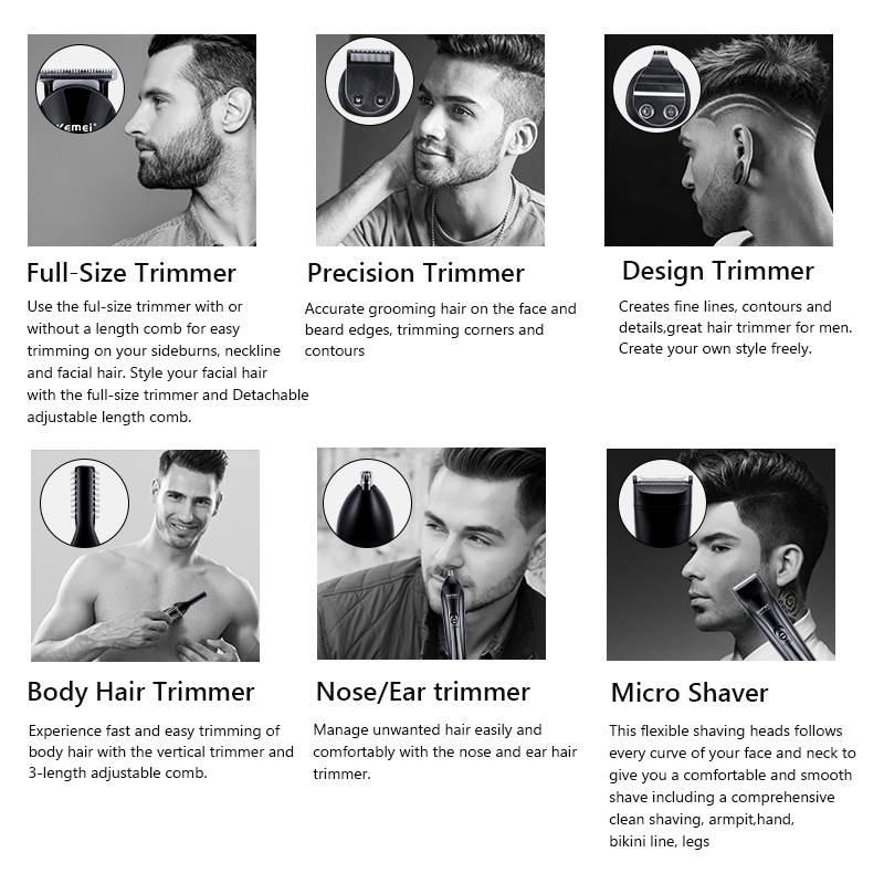 6 in 1 Electric Hair Clipper Shave Razor Machine Beard trimmer Hair ...