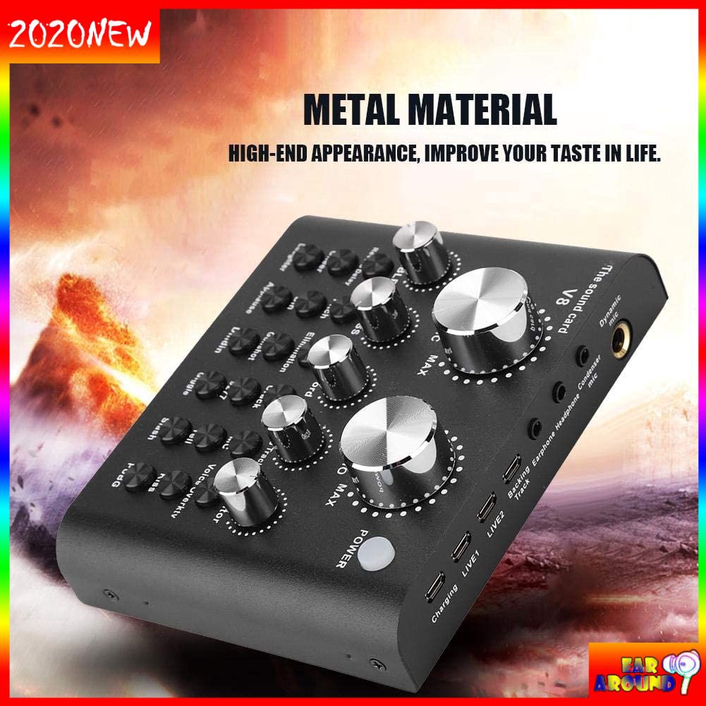 Live Sound Card Microphone Set Voice Changer Multifunctional USB Audio ...