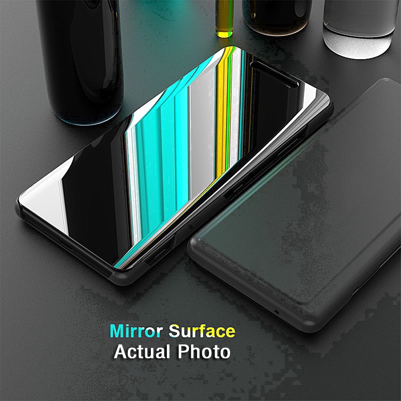 Auroras Mirror Flip Case for OPPO A53 Leather Phone Cover Smart Glossy ...