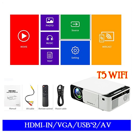 T5 เเละT6 โปรเจคเตอร์ HDMI USB แบบพกพา เชื่อมต่อมือถือได้ทันที ...