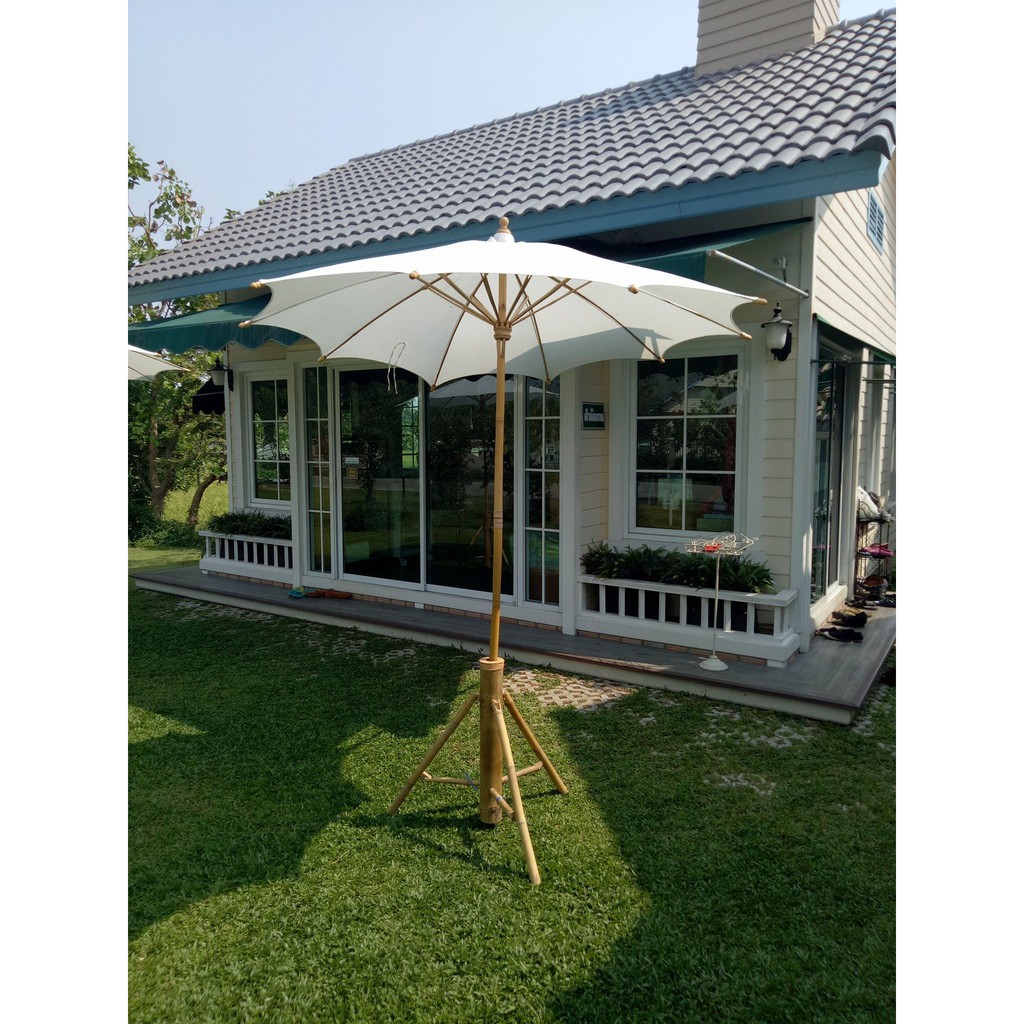 ร่มสนาม ร่มผ้าดิบ สีขาว 40 นิ้ว - taninbkk - ThaiPick