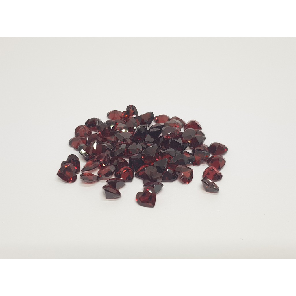 G037 พลอยโกเมน GARNET 6 มิล รูปหัวใจ 1 เม็ด พลอยสด พลอยธรรมชาติแท้100 ...