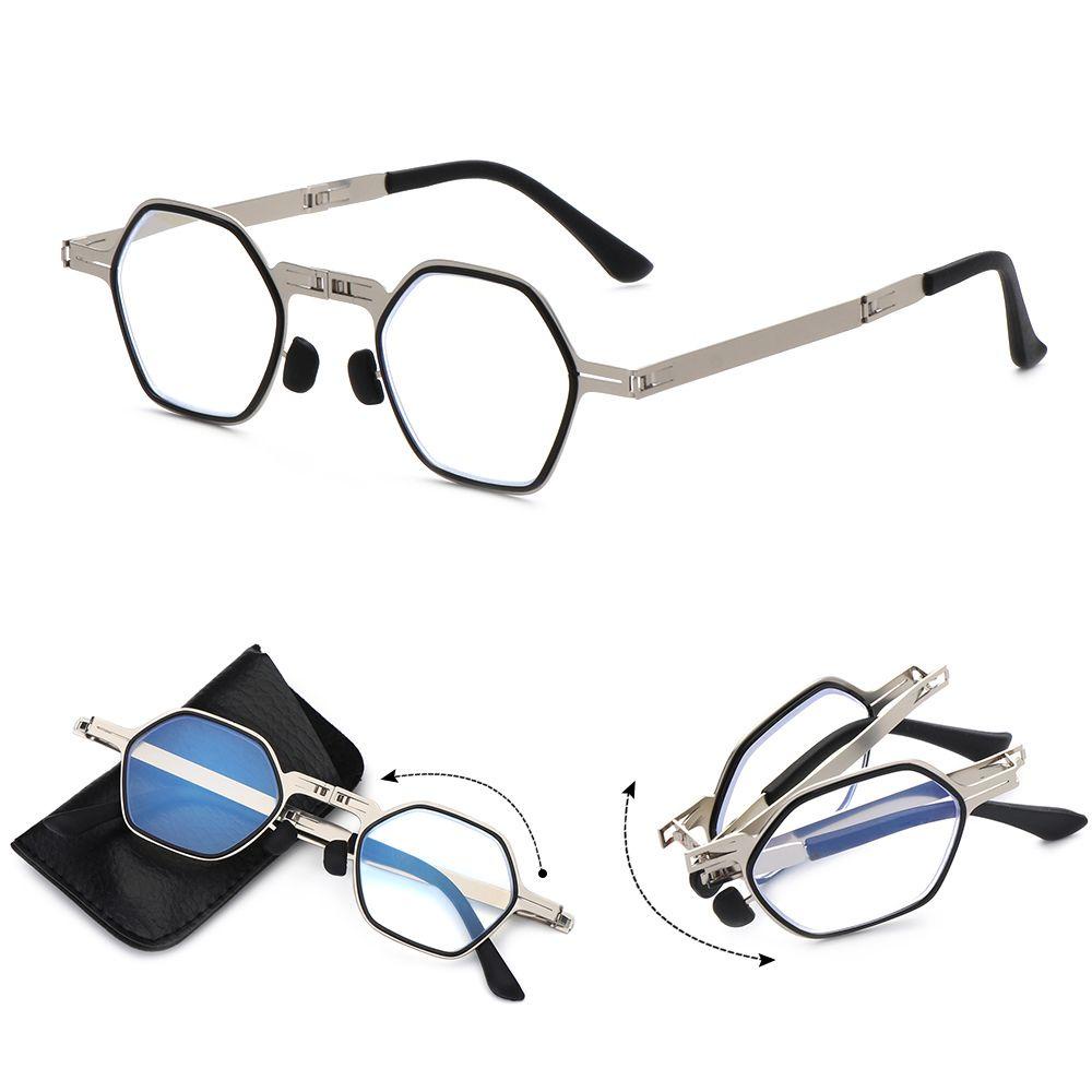 HS High-Quality Reading Glasses with Case for Men Women Foldable Blue ...