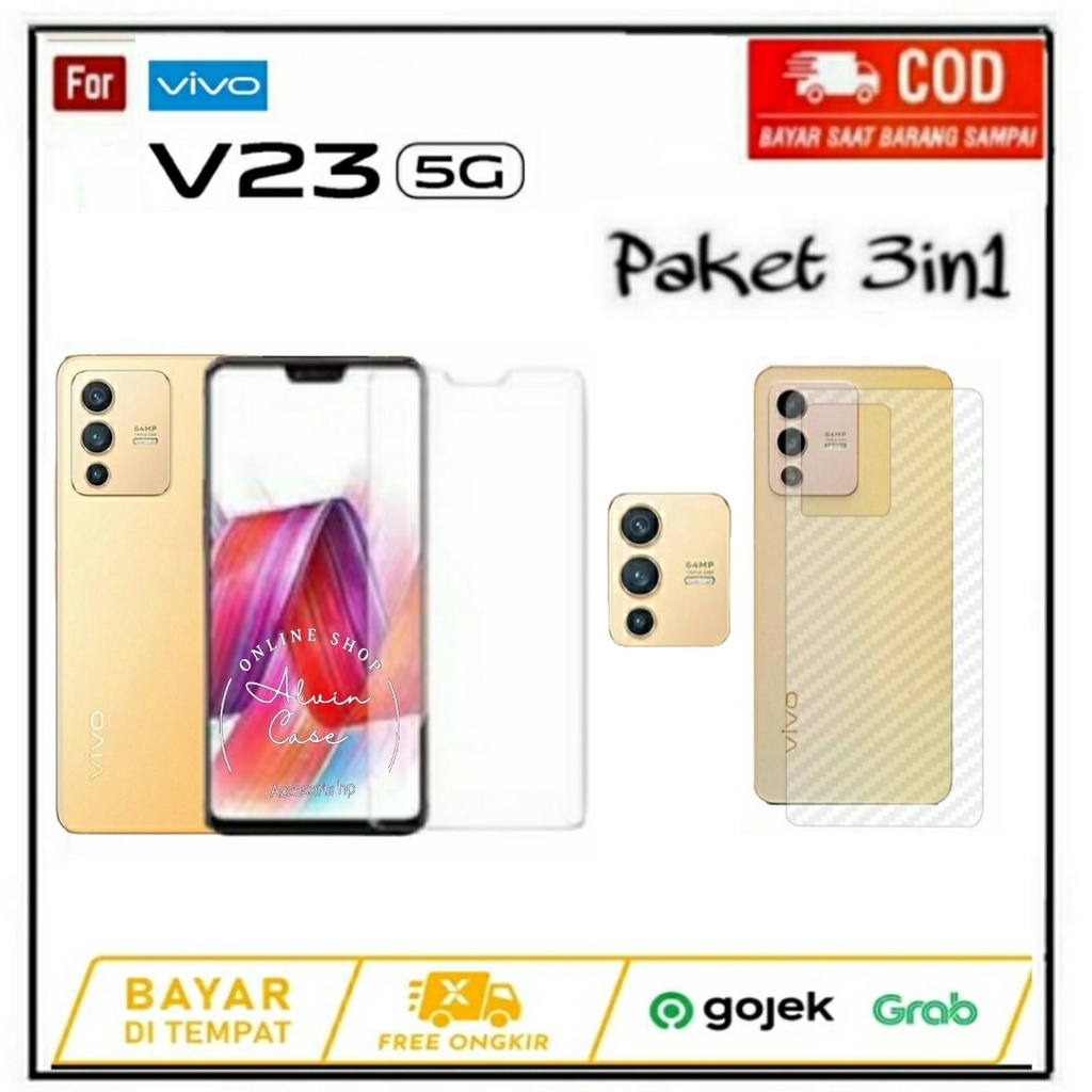 3in1 ฟิล์มกระจกนิรภัยกันรอยหน้าจอ แบบใส สําหรับ VIVO V23 5G TG - shofia_star.th - ThaiPick
