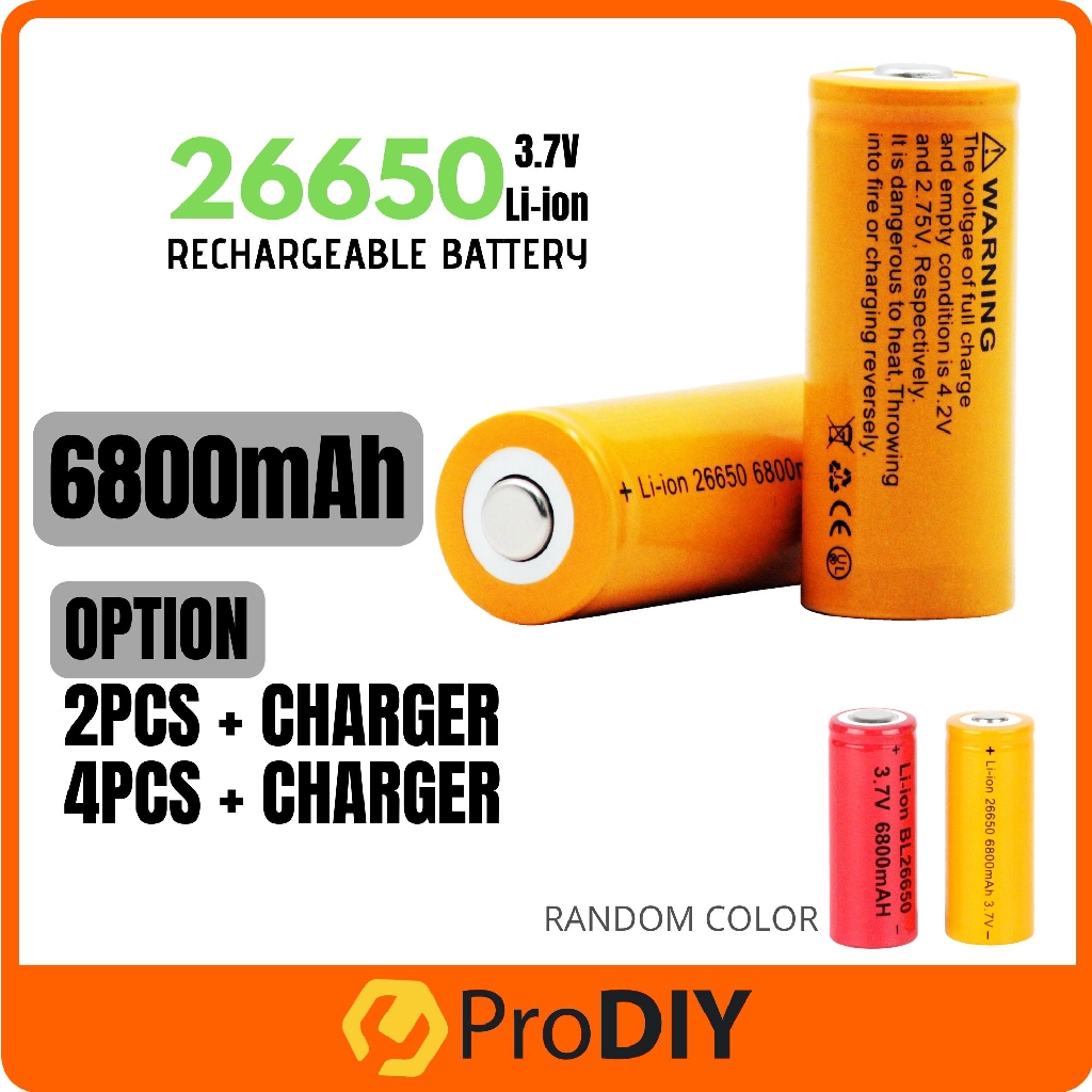 3.7V 26650 6800mAH Rechargeable Li-ion Battery Lithium 6IN9 | Shopee Thailand