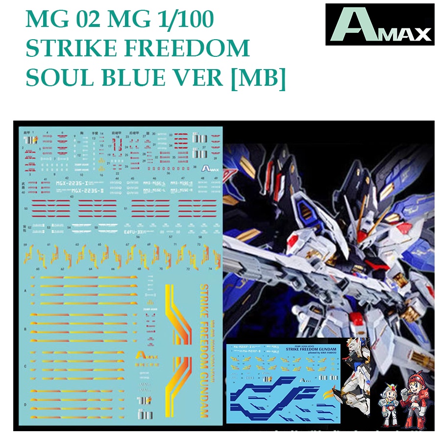 ดีคอลน้ำ [AMAX ] MG 02 STRIKE FREEDOM SOUL BLUE VER MB VERSION MG 1/100 ...