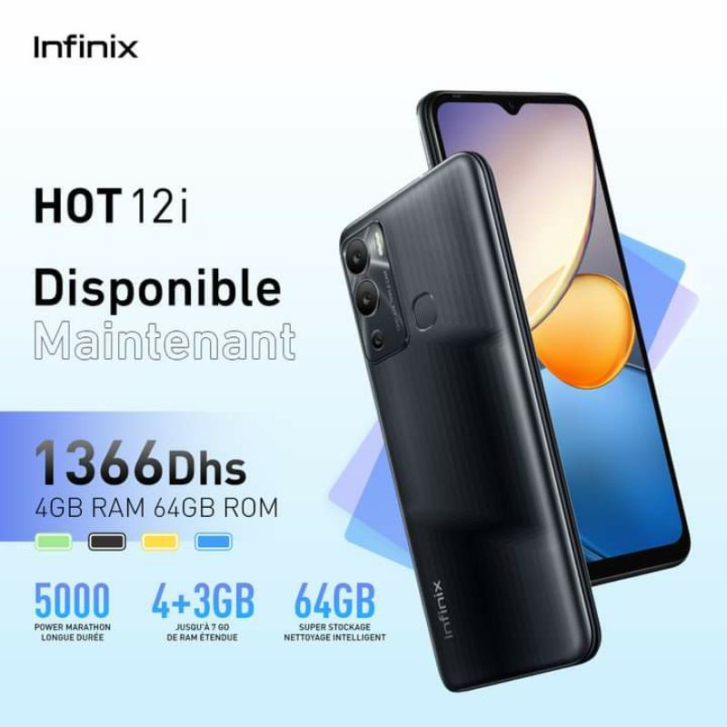 infinix HOT 12i สมาร์ทโฟน 4G จอ 6.6HDiPS RAM 4GBROM 64GB Android 11 Go ...