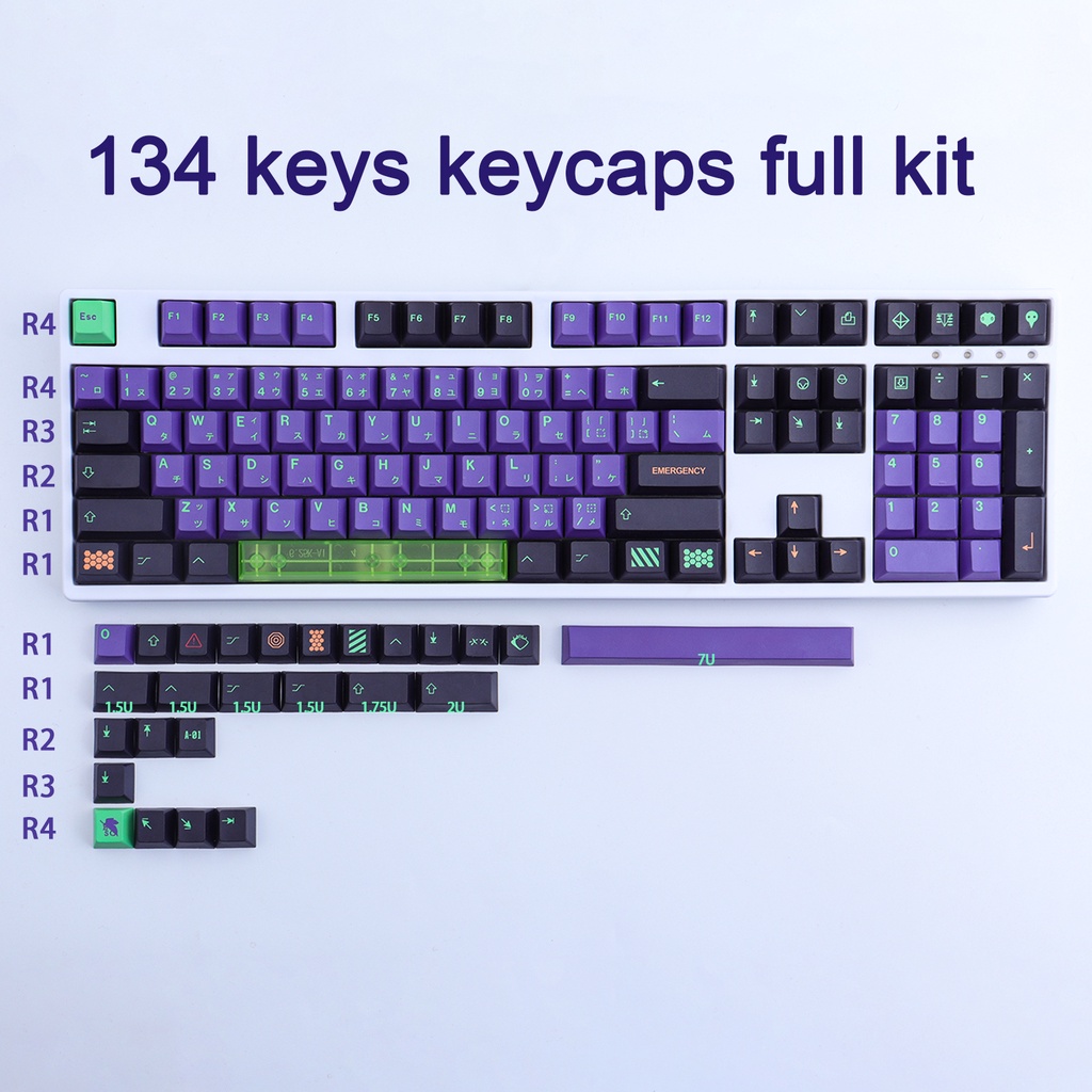 EVA Mecha-01 Keycap 134 คีย์ PBT Keycaps Cherry Profile DYE-SUB ปุ่มกด ...