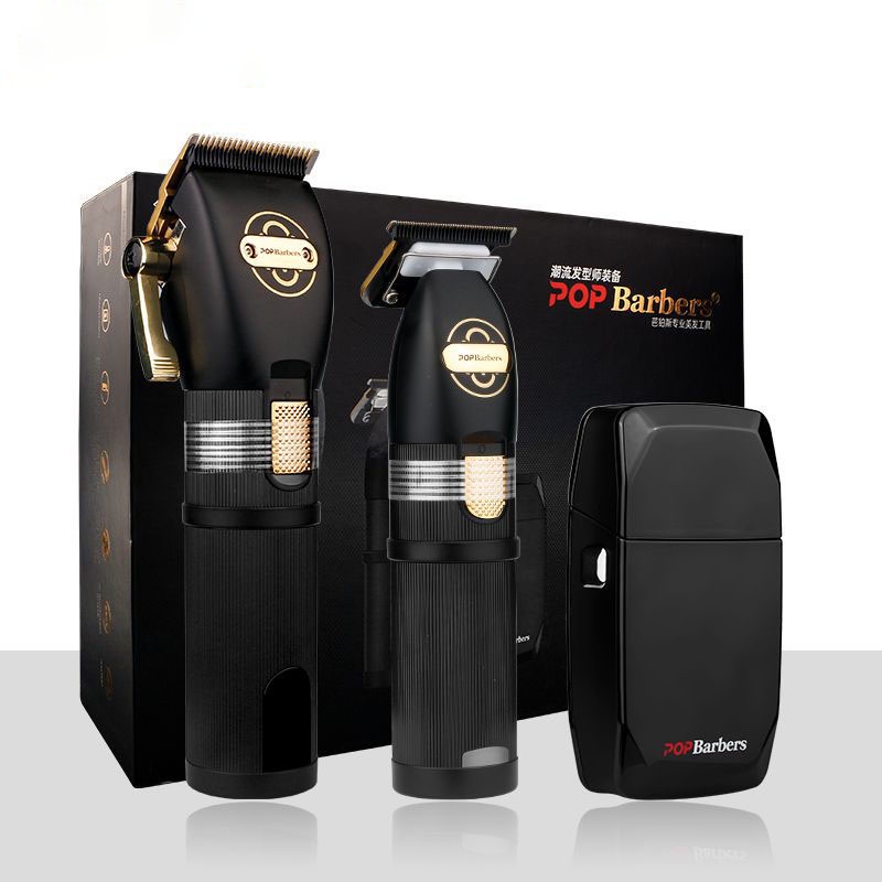 Pop Barbers Hair Trimmer Clippers Black Gold Set Professional Electric ...