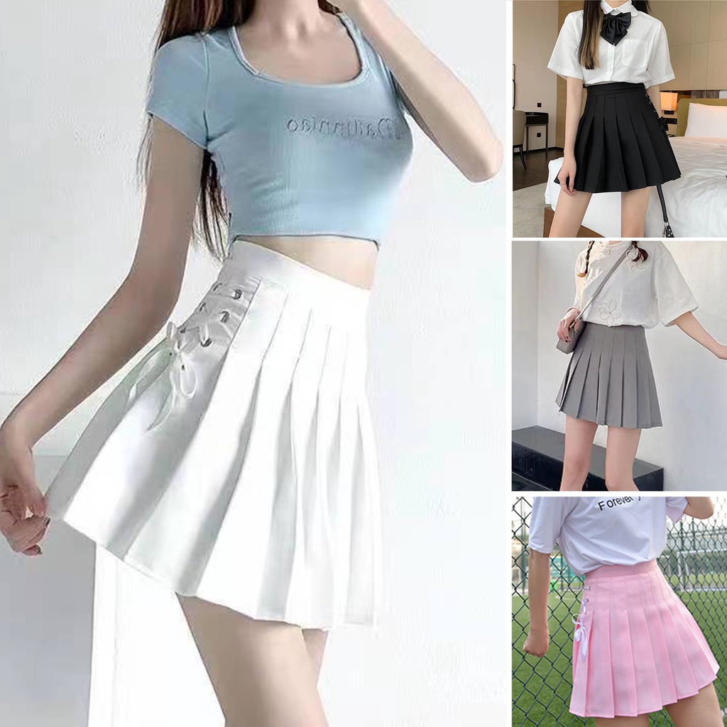 XS-3XL กระโปรงเอวสูงเกาหลีพลัสขนาดตาข่ายสั้นกระโปรงลายสก๊อตแฟชั่น A-Line จีบกระโปรงมินิ | Shopee ...