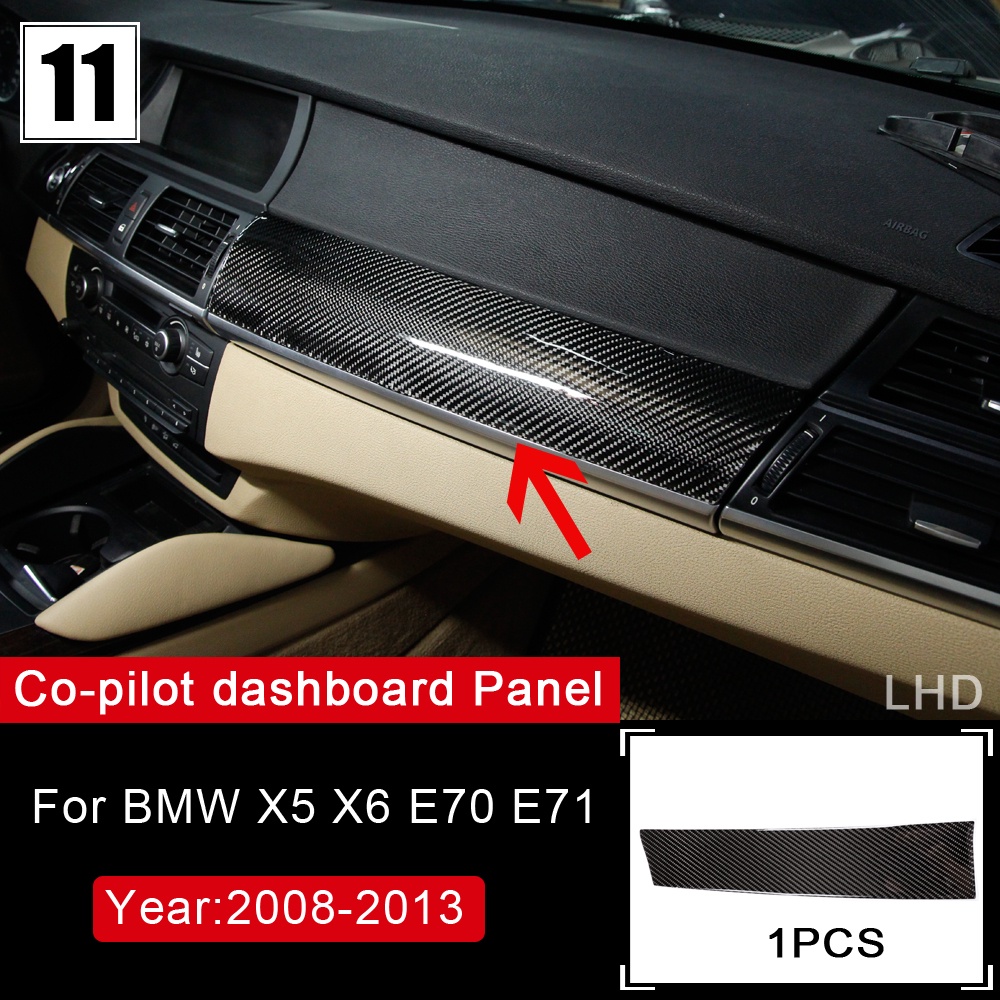 For BMW X5 X6 E70 E71 Real Carbon Fiber Car Interior Center Console CD ...