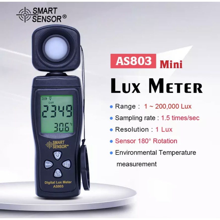 พร้อมส่ง SMART SENSOR AS803 เครื่องวัดแสง Digital Lux Meter ...