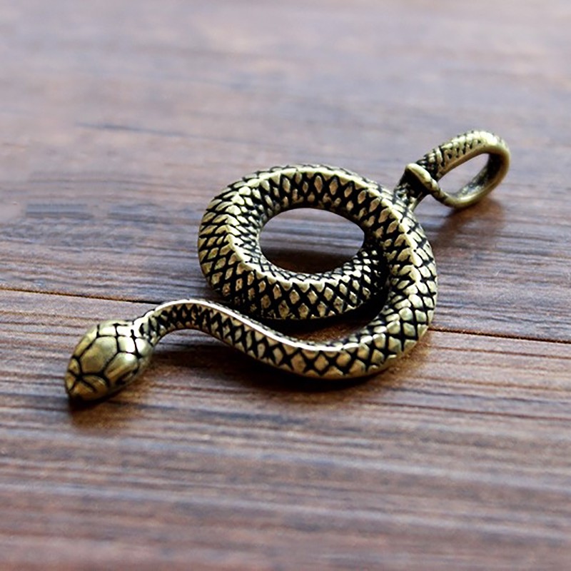 CNEDC Brass Vintage Snake Key Ring Key Chain Pendant Car Hanging Beads ...