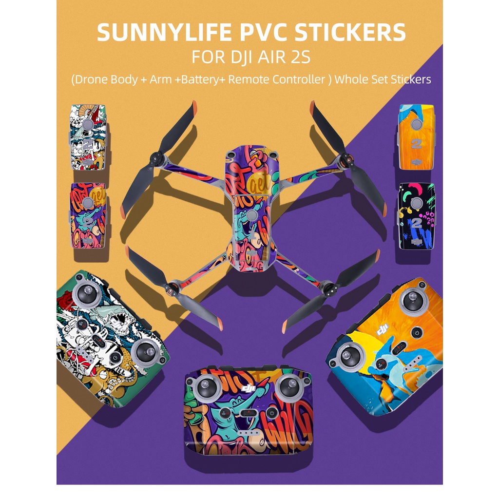 UAVWaterroof DJI Air 2S Drone Stickers Colorful VC Skin for DJI Air 2s ...