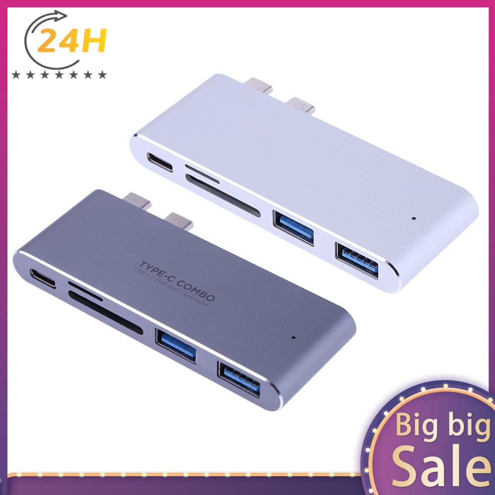 Dual Type-C USB 3.1 HUB Combo SDTF Card Reader Adapter for Macbook Pro ...