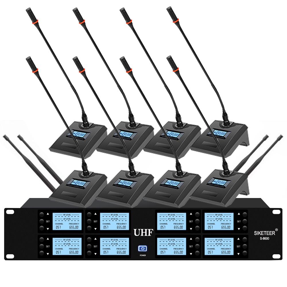 BProfessional UHF wireless microphone 8 channel handheld microphone ...