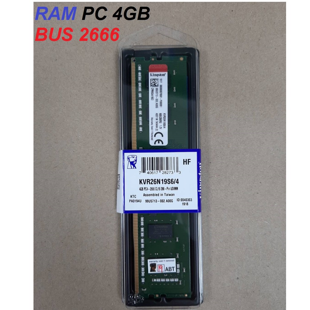 Ram Kingston KVR For PC Bus 2666 DDR4 4GB ( KVR26N19S64 ) ของใหม่ ...