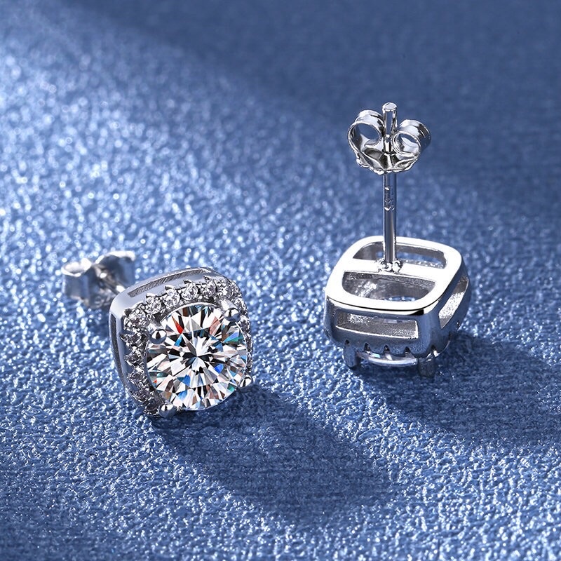 LY JEWELRYต่างหูเงินแท้S925ฝังเพชรโมอีส D-VVS1 D3012 - style.harajuku - ThaiPick