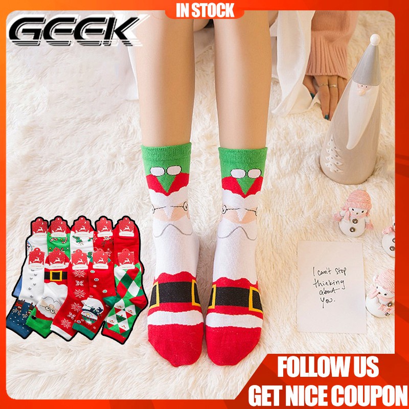 New Autumn Winter New Year Santa Claus Christmas Snow Elk Gift Socks ...
