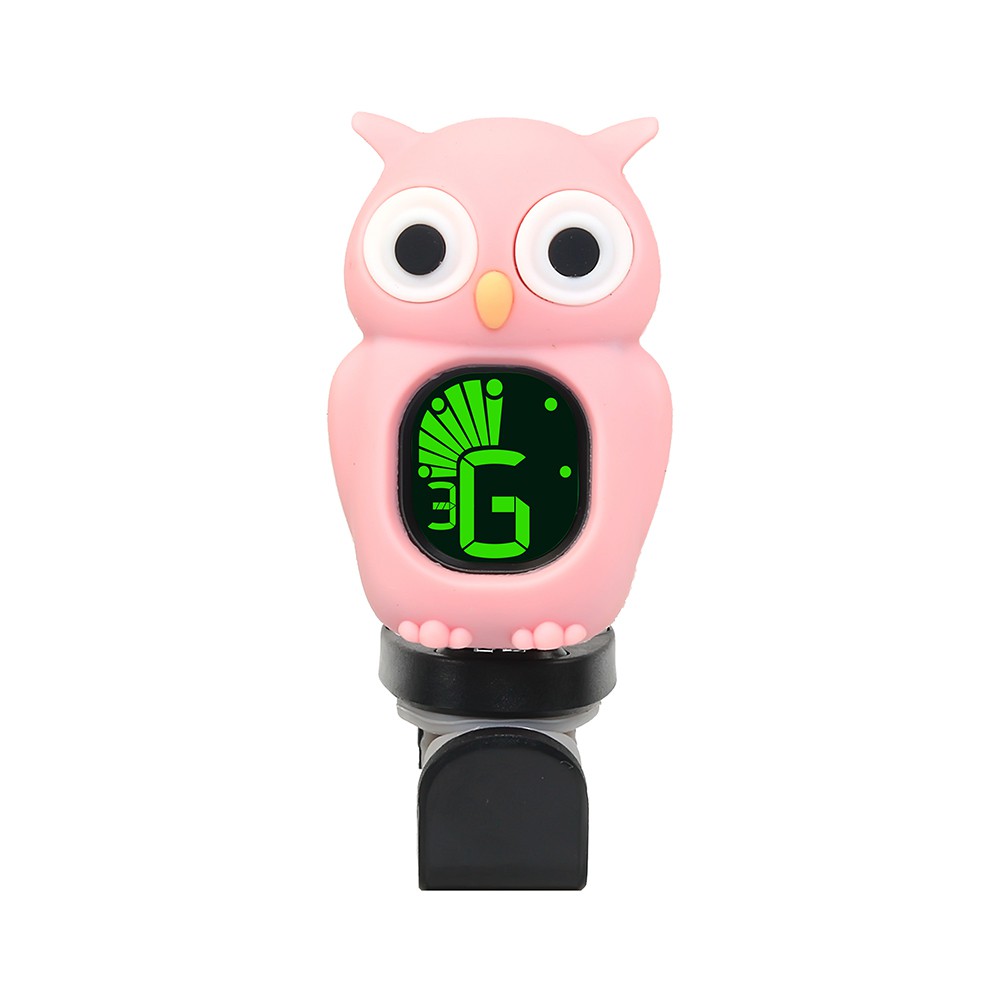 GM Cute Cartoon Owl Clip-On จูนเนอร์จอแสดงผล LCD สำหรับกีตาร์เบสโครเมี่ ...