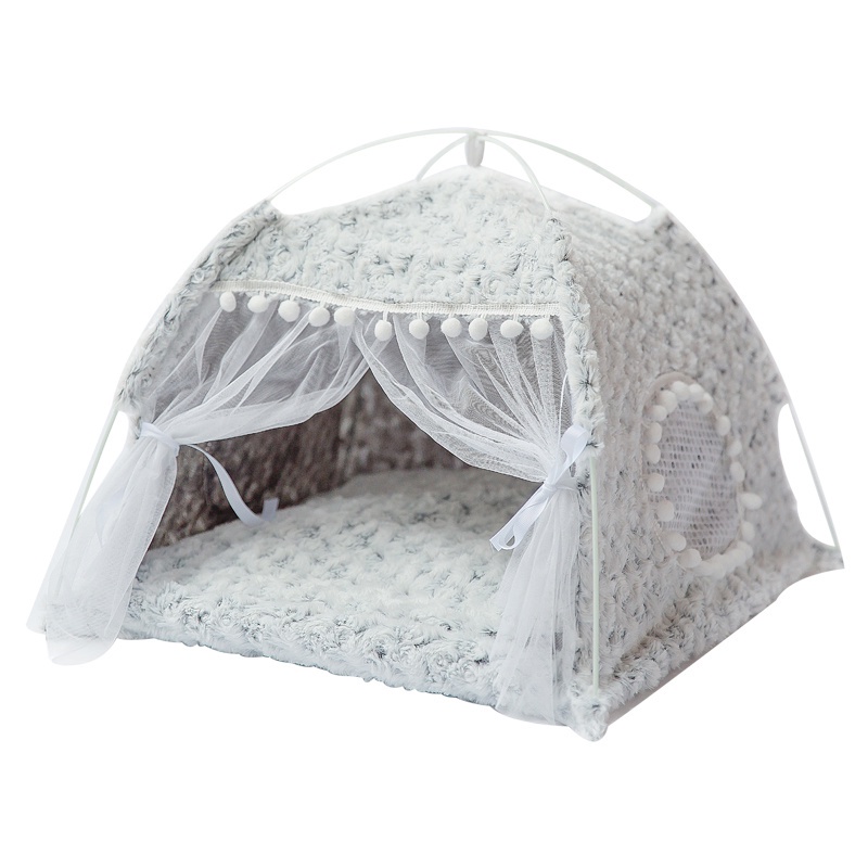 แมวครอกSweet Princess Cat Bed Foldable Cats Tent Dog House Bed Kitten ...