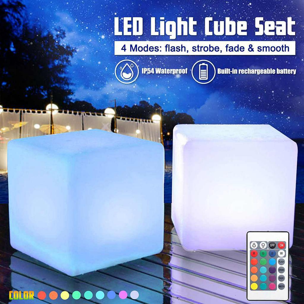 Newest 20cm RGB LED Light Cube Seat Chair Waterproof Rechargeable LED ...