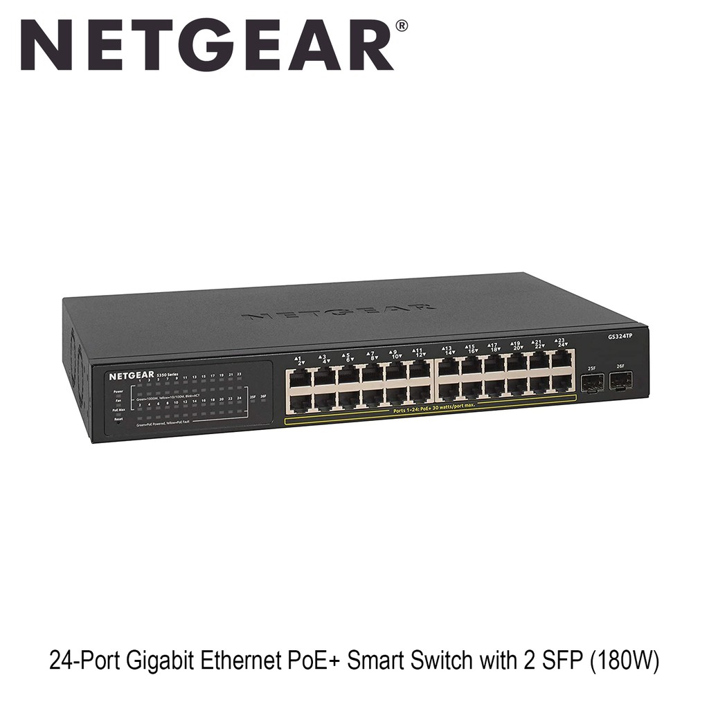 Netgear GS324TP 24-Port Gigabit Ethernet PoE+ Smart Switch with 2 ...