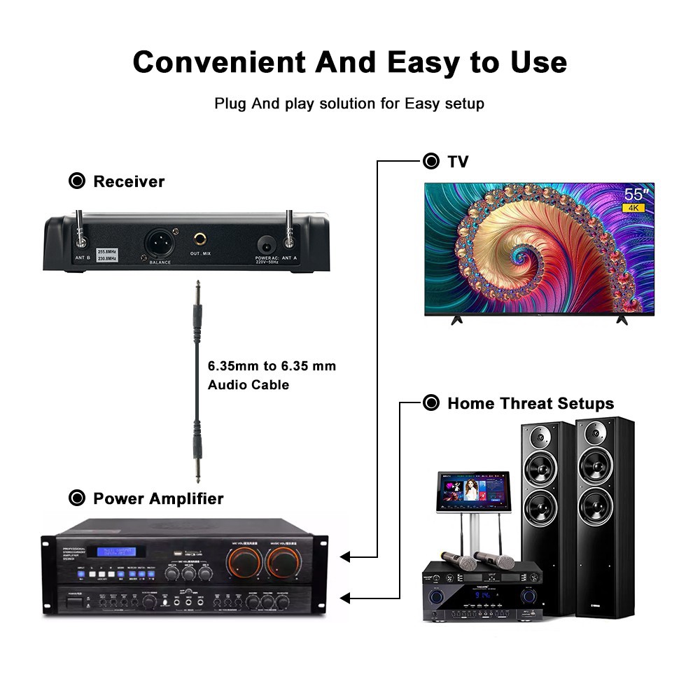 Bomge Vhf Frequencies 2 ช่องสัญญาณไมโครโฟนไร้สาย - bomge.th - ThaiPick