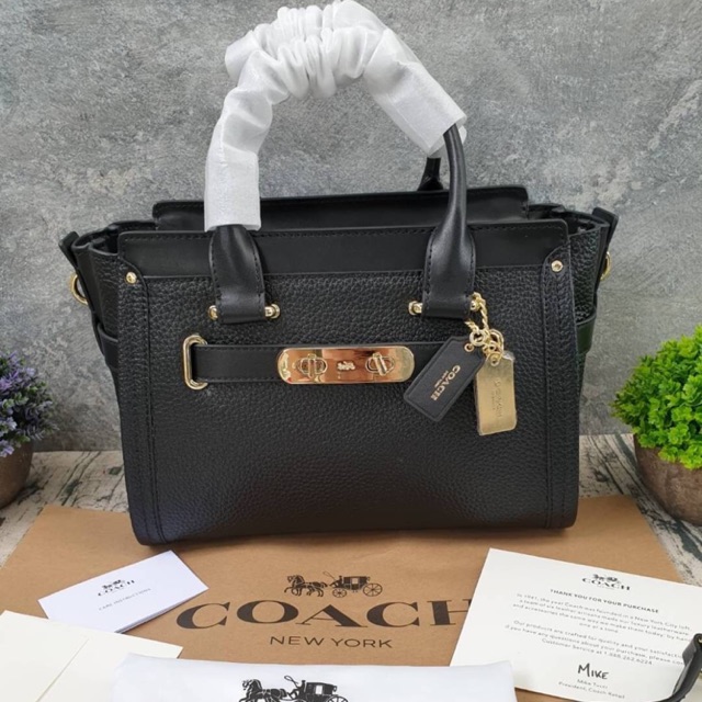 COACH SWAGGER 27 IN PEBBLE LEATHER (COACH F34816) | Shopee Thailand