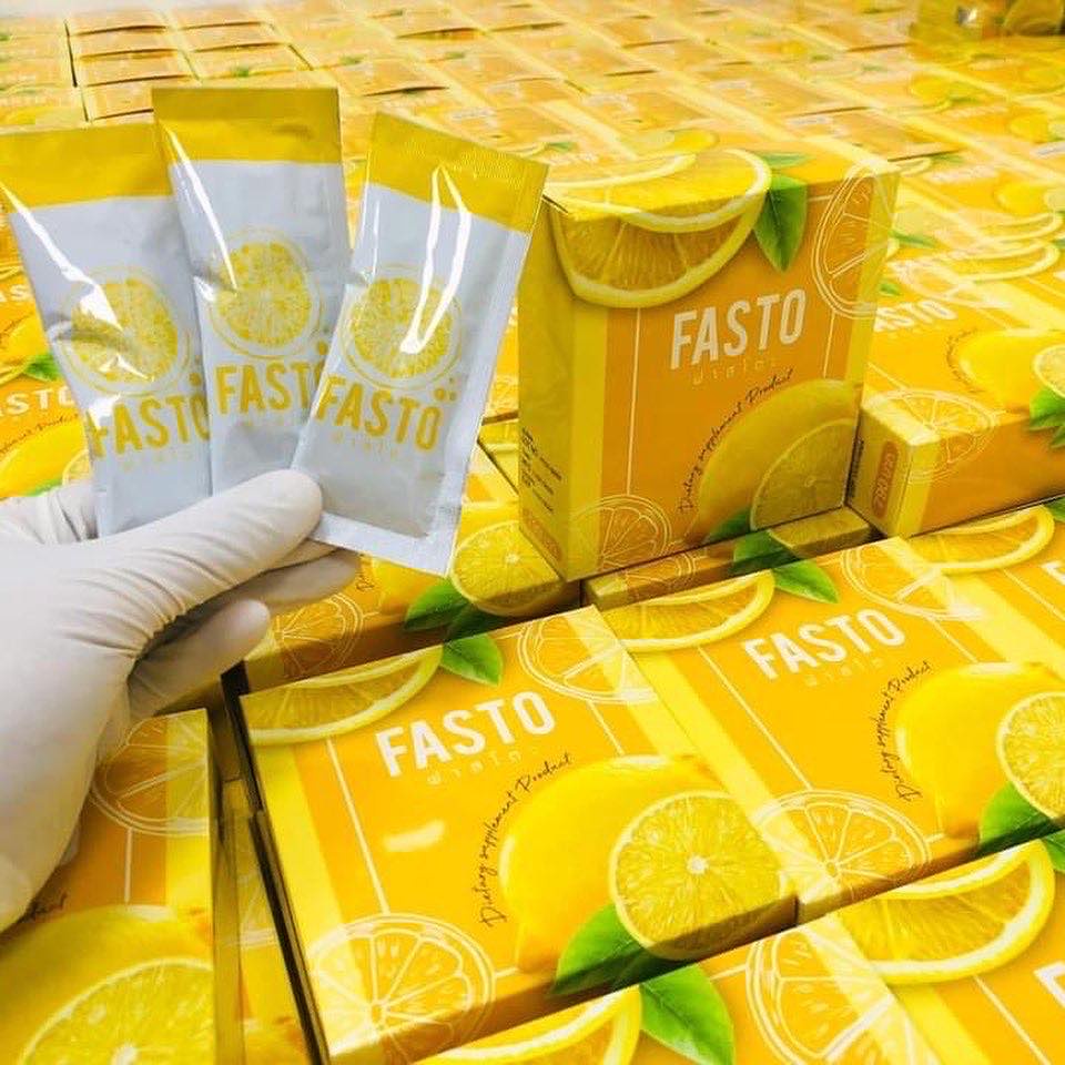 FASTO 1 กล่อง มี 7 ซอง เราใช้น้ำมะยาวเเท้ สกัดเย็น ชงดื่มง่าย วิตตามิน ...