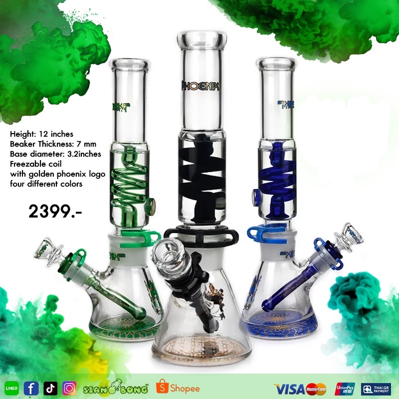 บ้องเเก้ว PHOENIX STAR Beaker Bong 7mm Thick Freezable Coil 30cm ...
