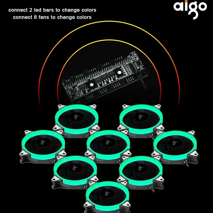Aigo R3 /R5 PRO 120mm PC Case Fan RGB Cooler Adjustable Aurora RGB ...