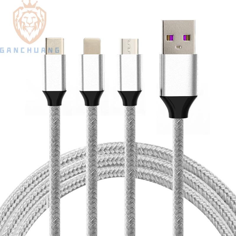 5A สายเคเบิลข้อมูลหนึ่งถึงสาม USB ชาร์จเร็วสามในหนึ่งเดียวเหมาะสำหรับ ...
