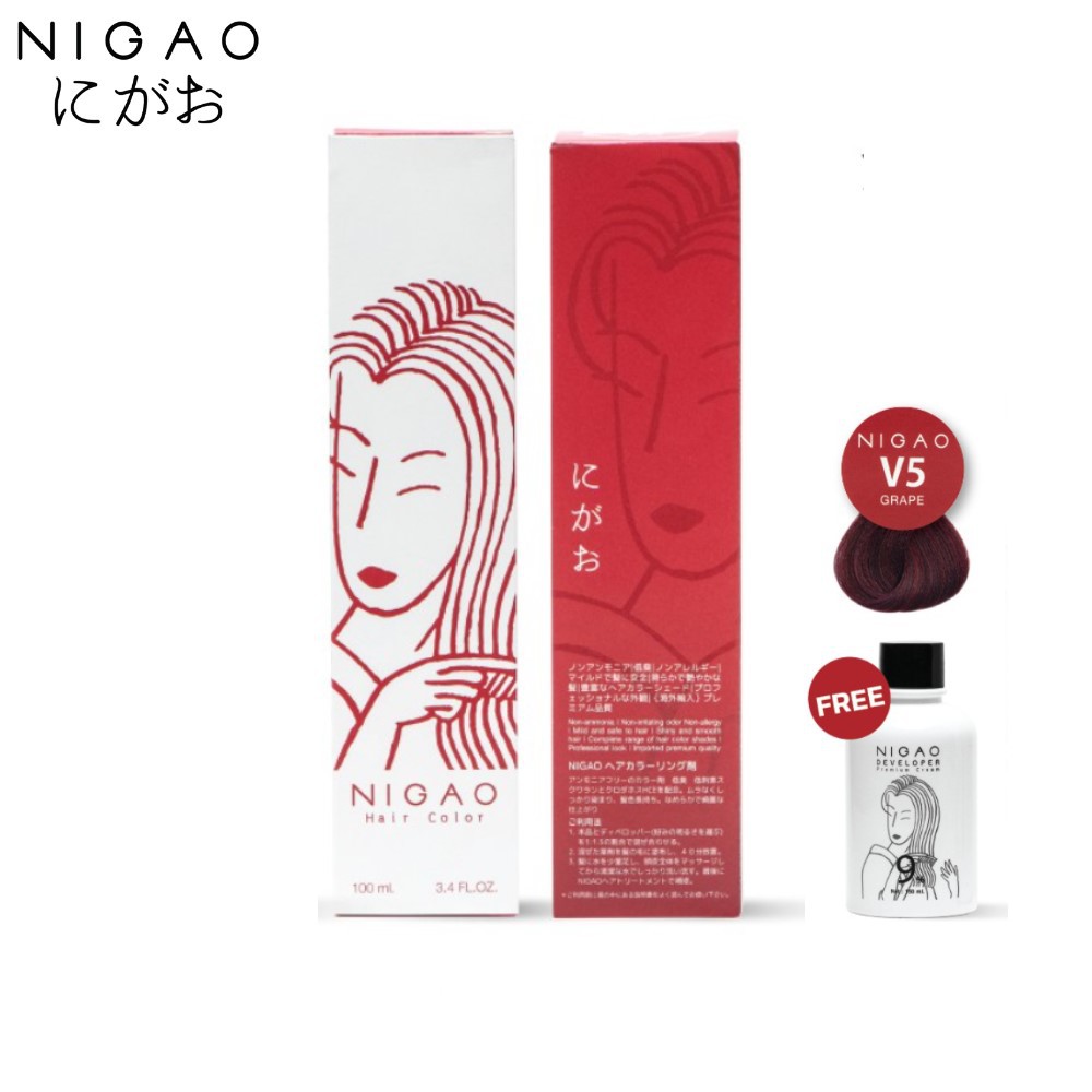 NIGAO Hair Color V5 (นิกาโอะ ครีมเปลี่ยนสีผม สีย้อมผม สีองุ่น) - nigao.brand - ThaiPick