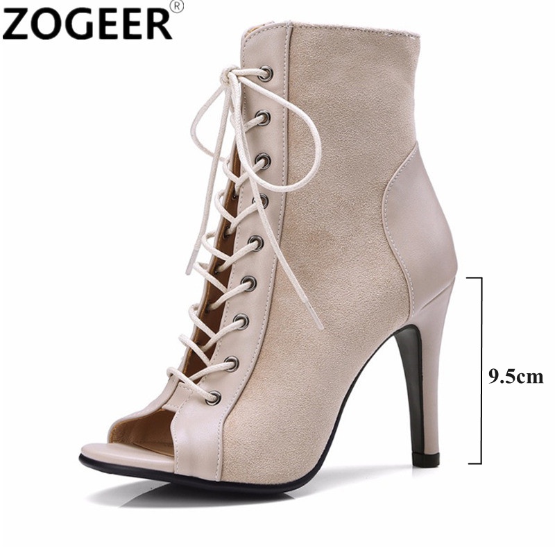 Fashion Summer Heels Ankle Boots For Women 2022 Spring Peep Toe Lace Up ...