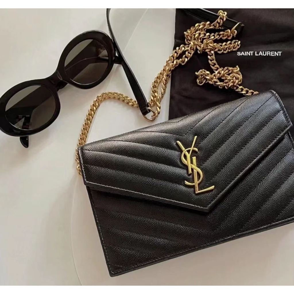 YSL Italy Shipping Saint Laurent 100 Authentic Guarantee ENVELOPE Grain ...
