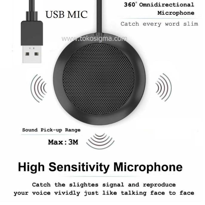 Usb Microphone 02 Mic 360 Omnidirectional Conference Zoom Webinar ...